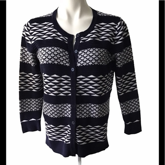 Merona | Sweaters | Merona Navy White Geometric Cardigan Sweater | Poshmark